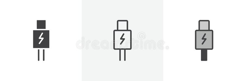 USB Type C Icon Vector Set on White Background Stock Vector ...