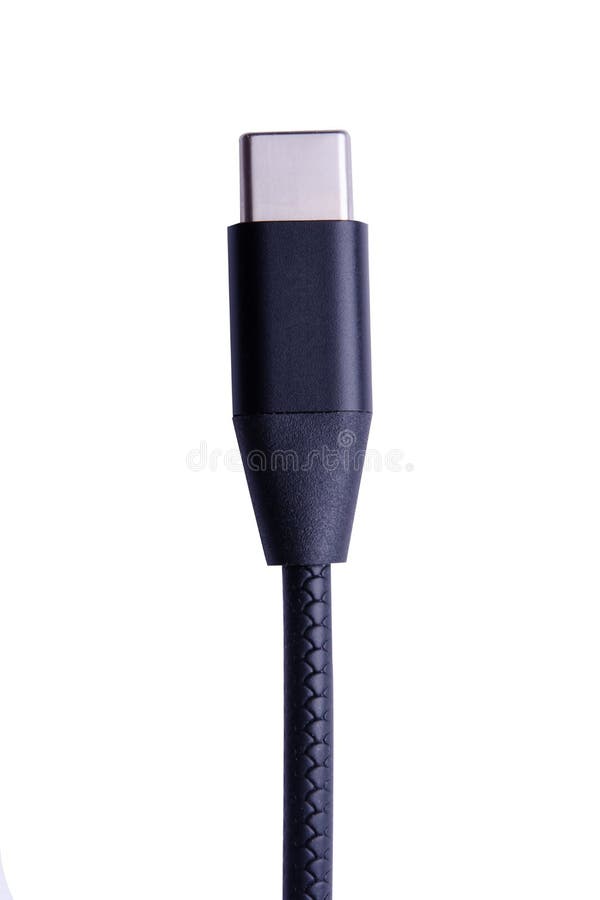 USB Type C, USB-C Isolated on White Background with Clipping Path Stock ...