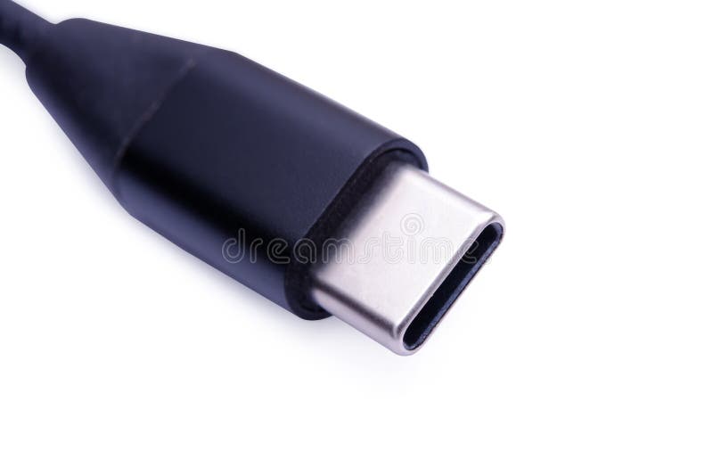 USB Type C, USB-C Isolated on White Background with Clipping Path Stock ...