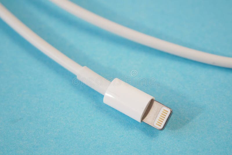 USB TYPE C Port Cable, White Computer Cable Connector on Blue ...