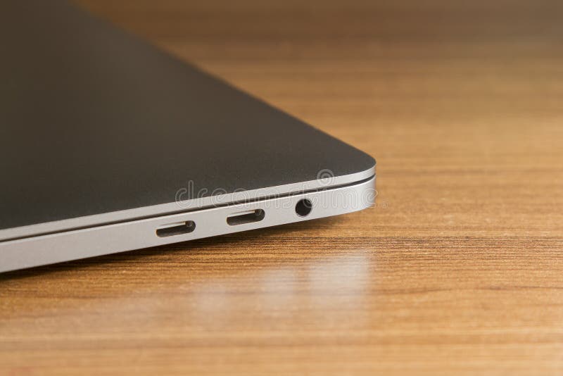 USB Type-C Port on Laptop and Cable`s White Stock Photo - Image of ...