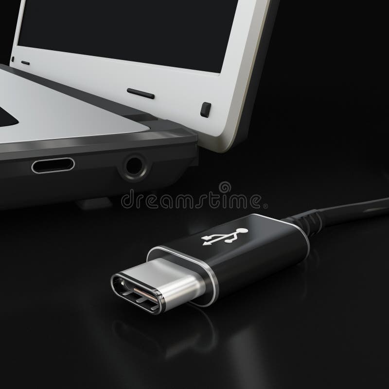 USB Type C or USB 4 Connector Cable Line Art 3d Illustration Stock ...