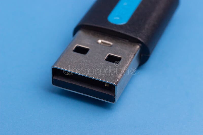 USB Type a Isolated on Blue Background Stock Photo - Image of charging ...