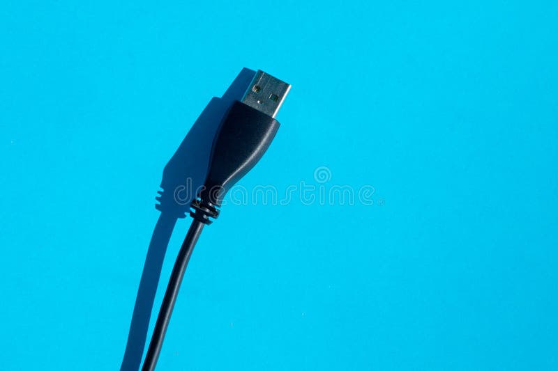 USB Type Mobile Data Cable. Phone Usb Connector on Blue Background, Usb ...