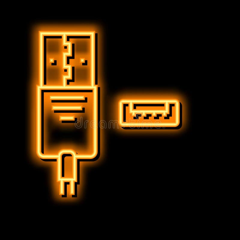 Usb Type a Neon Glow Icon Illustration Stock Vector - Illustration of ...