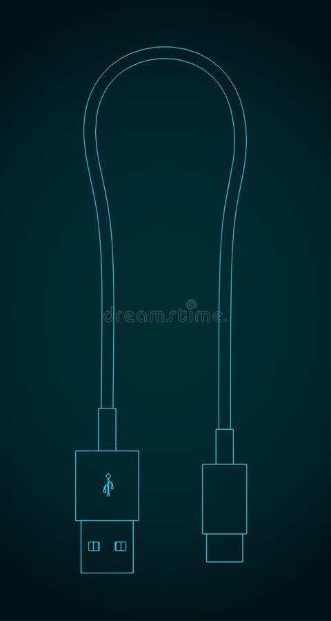 USB Type-a To USB Type-C Cable Stock Vector - Illustration of connector ...