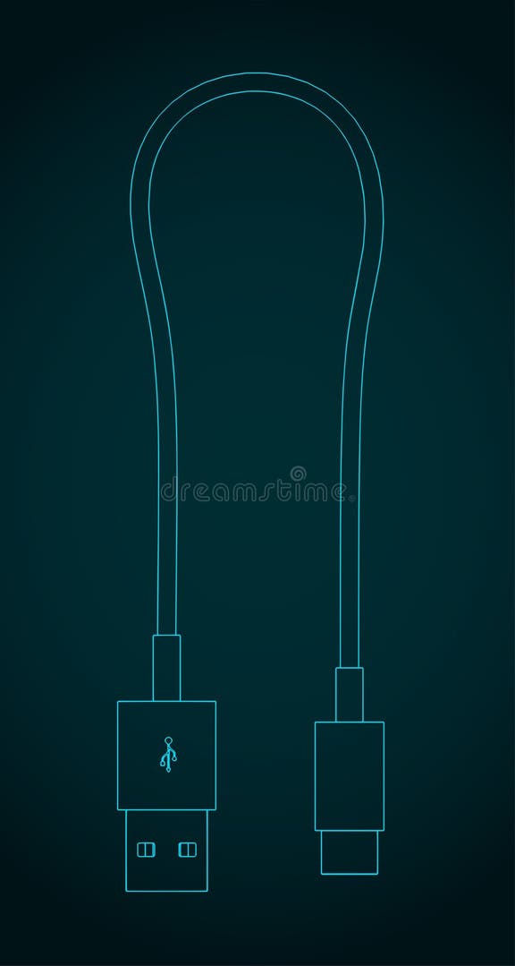 USB Type-a To USB Type-C Cable Stock Vector - Illustration of connector ...