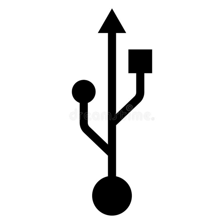 USB Vector Icon. Simple Black Connector Port Sign. Computer Usb Socket ...