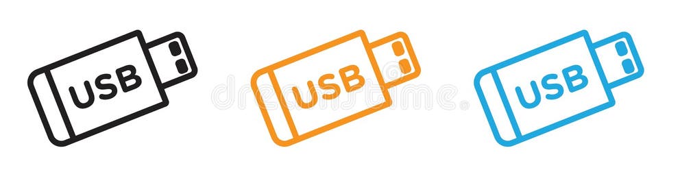 Usb Vector Logo Set Collection for Web App Ui Stock Vector - Illustration of drive, removable ...