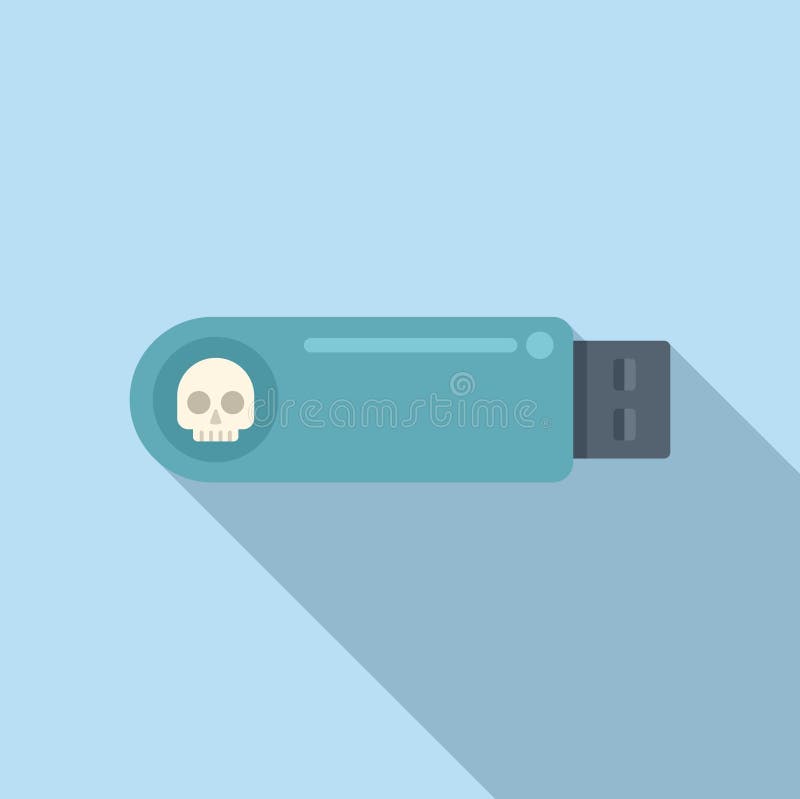 Usb Virus Data Icon Flat Vector Hacker Error Stock Vector