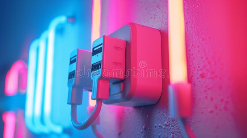 A USB Wall Adapter with a Retractable Plug and Two USB Ports for ...