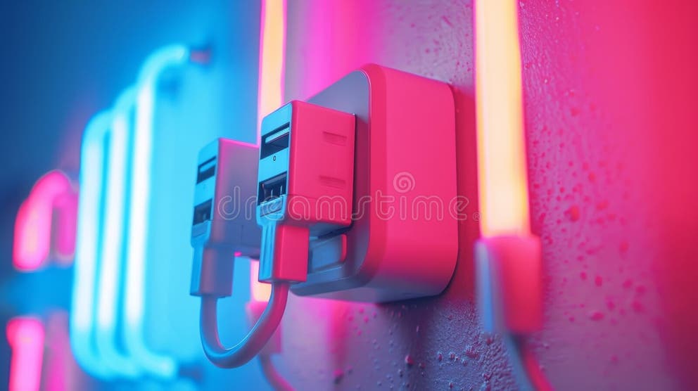 A USB Wall Adapter with a Retractable Plug and Two USB Ports for ...