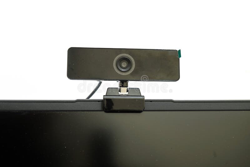 USB Webcam, Web Camera, Mounted on a Computer Monitor with Black Screen ...