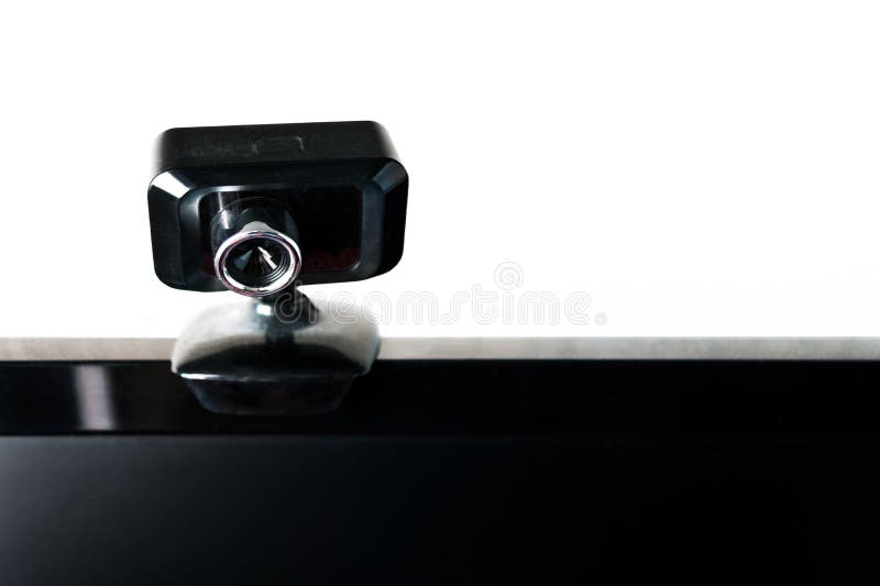 USB Webcam, Web Camera, Mounted on a Computer Monitor with Black Screen ...