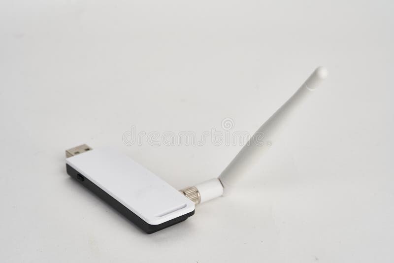 USB Wifi Network Adapter with USB Extension Cable Isolated on White ...