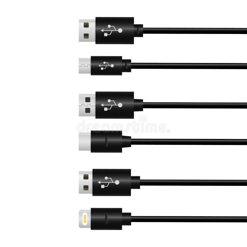 USB wire cable. stock vector. Illustration of energy - 183529129