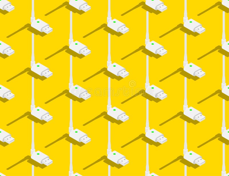 USB Wireless Adapter Online 3D Isometric Seamless Pattern, Internet ...