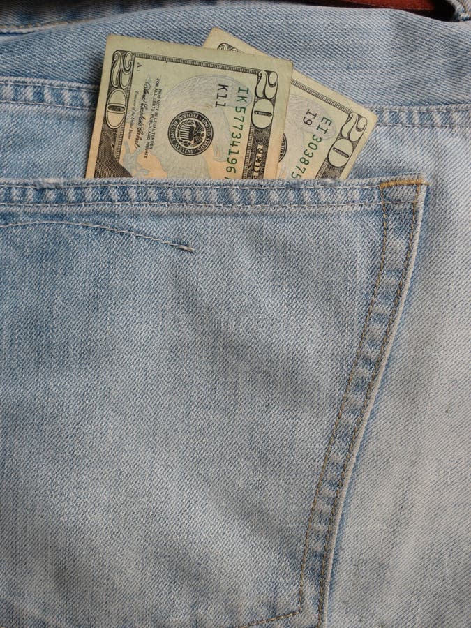 USD Notes in Blue Jeans Pocket Stock Photo - Image of change, economy ...