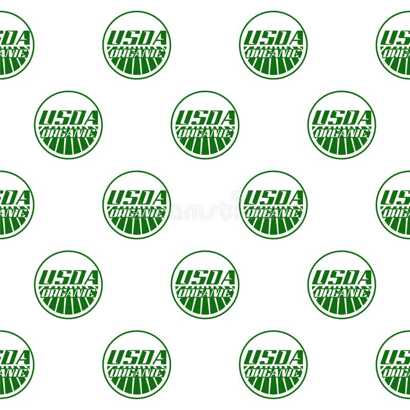 USDA Organic Sign Pattern Seamless Isolated on White Background Stock ...
