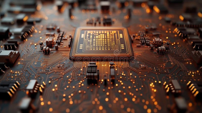 Intricate Computer Chip Design Illuminated by Tiny Lights Showcasing ...