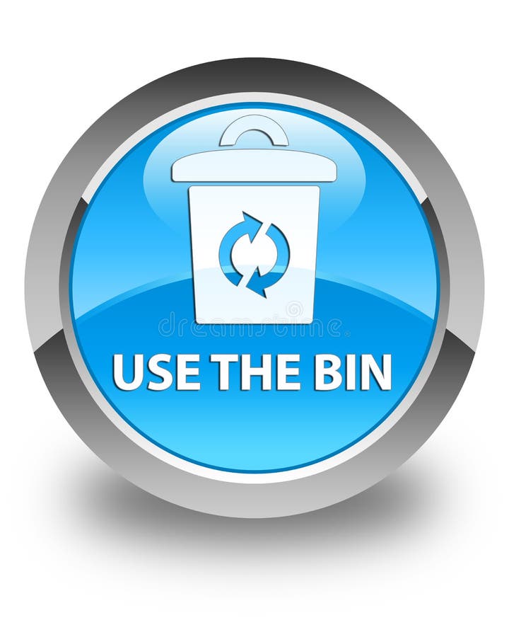 Use the Bin Glossy Cyan Blue Round Button Stock Illustration ...