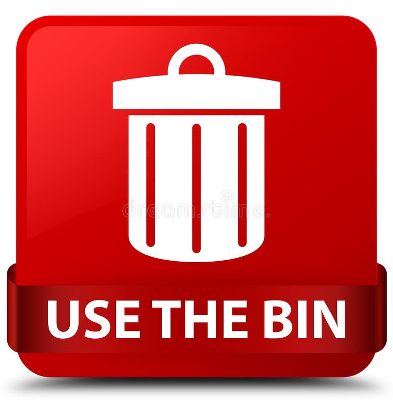 Use the Bin (trash Icon) Red Square Button Red Ribbon in Middle Stock ...
