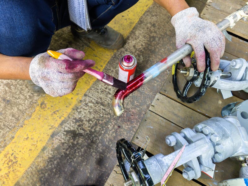 Use a Brush and Apply Liquid Penetrant into the Welding Line of ...