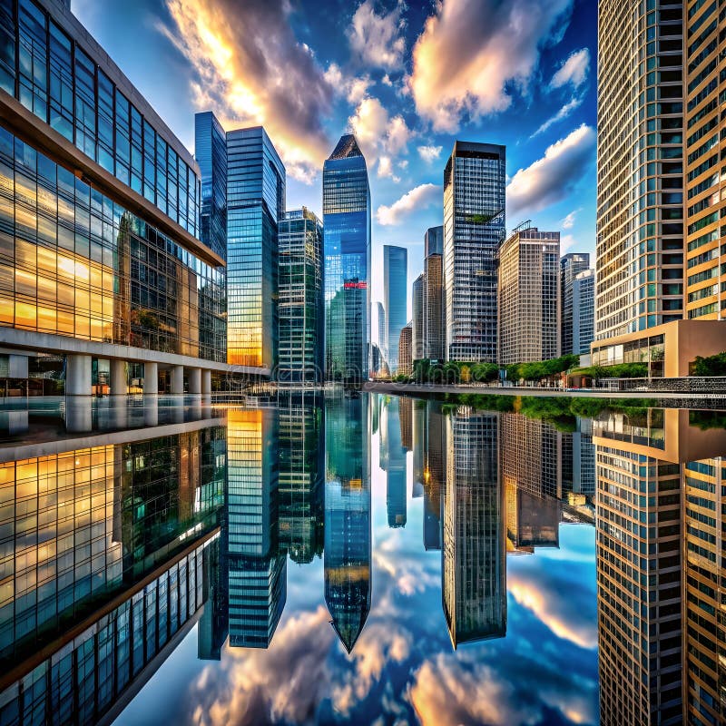 Use Cityscapes with Glass Buildings To Create Ref Stock Illustration ...
