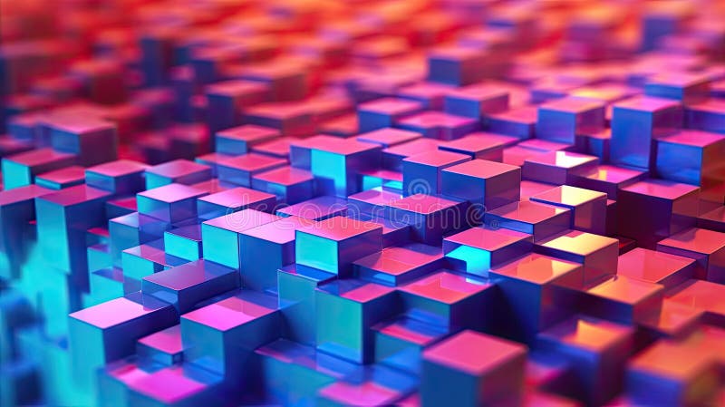 3D Render of Reflective Cubes Stock Illustration - Illustration of ...