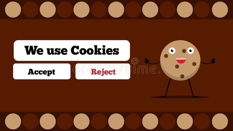 Use of Cookies Website Announcement with a Cookie Character Flat Style ...