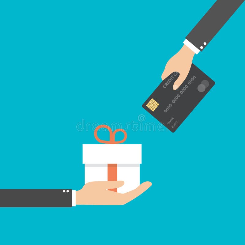 Use Credit Card Exchange To Gift Box Stock Vector - Illustration of ...