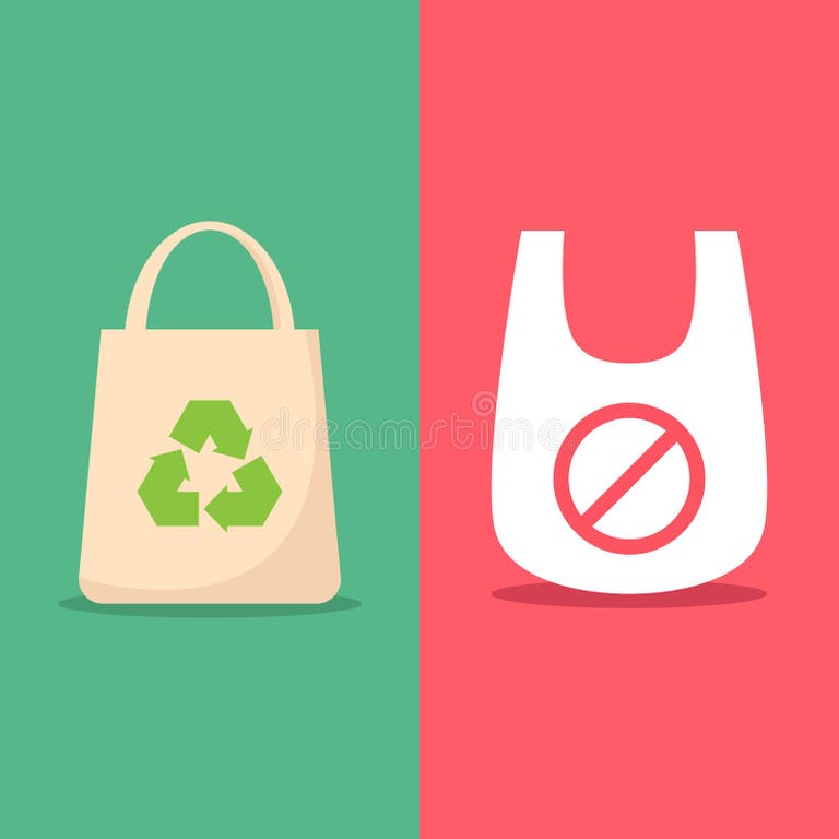 Use Environmentally Friendly Bag and Stop Using Plastic Bag Vector ...
