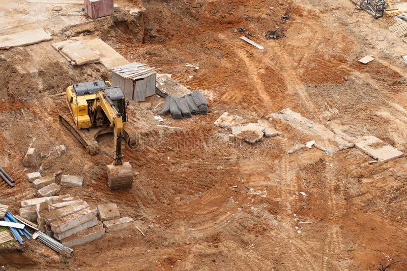 Use of the Excavator in Construction Stock Photo - Image of equipment ...