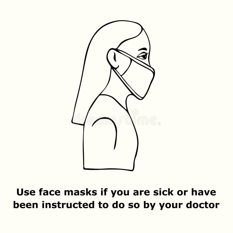 Use Face Mask If You are Sick, Outline Simple Doodle Stock Vector ...