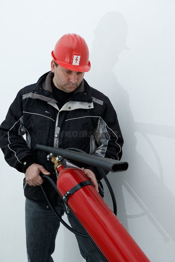 The Use of Fire Extinguishers Stock Photo - Image of fire, fireman ...
