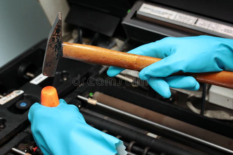 Use Hammer of Multipropose Straight Pipe Wrench To Hit for Machine ...