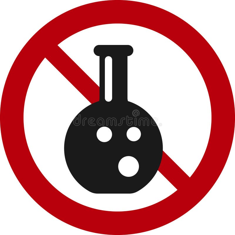 Prohibition Sign with a Round Flask Icon and Red Crossed Circle Stock ...