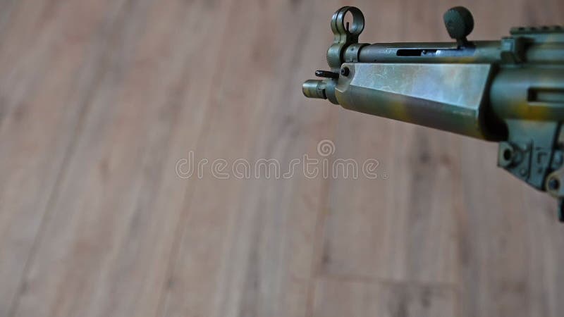 Use of the Loading Lever of a Submachine Gun Slow Motion Stock Footage ...