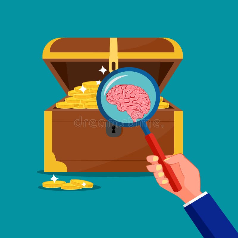 Use a Magnifying Glass To Look at the Brain in the Treasure Chest. the ...
