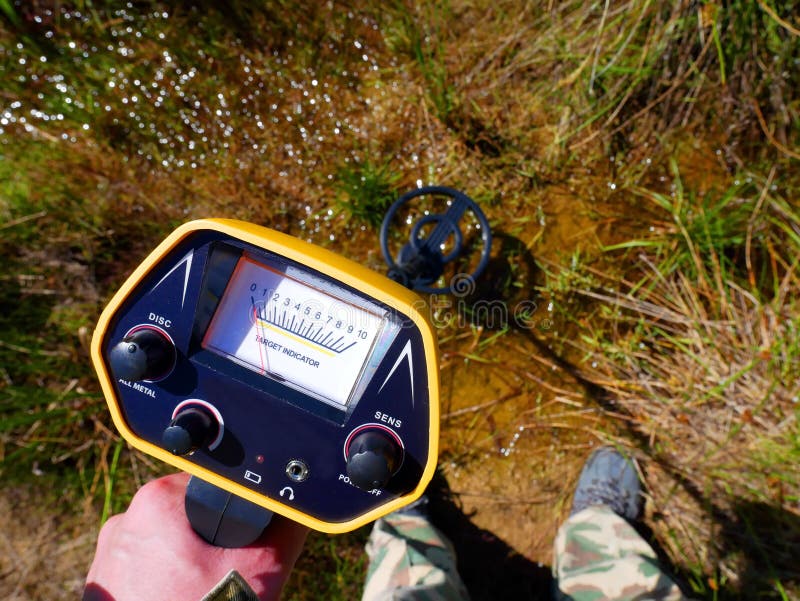 The Use of a Metal Detector on the Ground. Searching for Objects with a ...