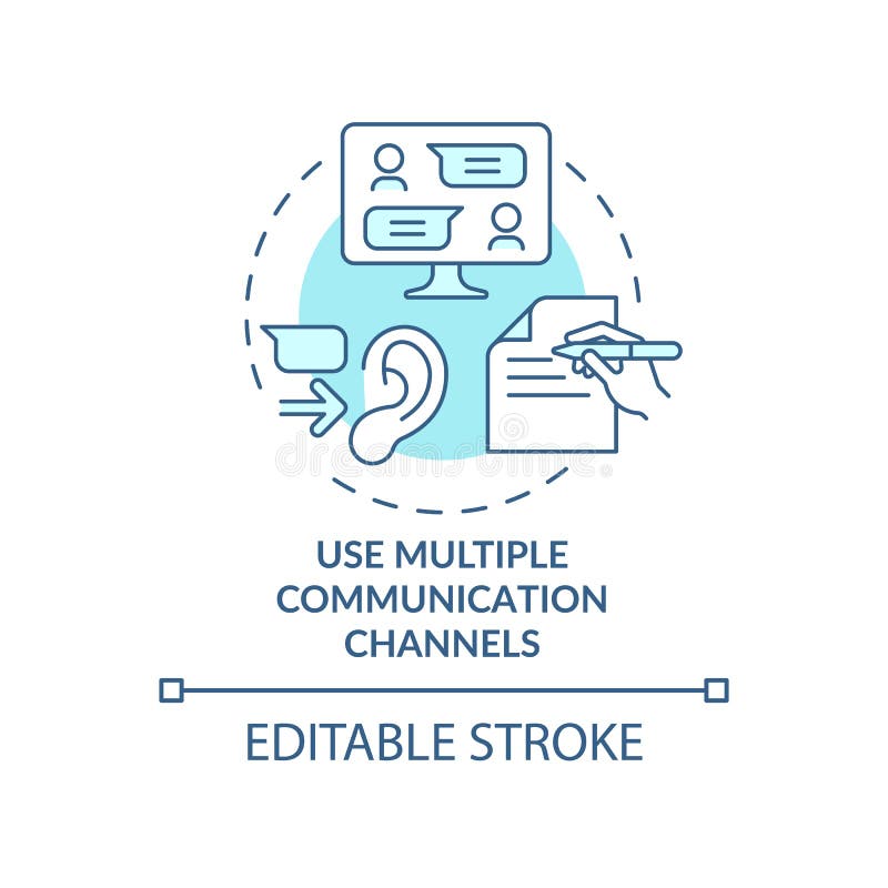 Use Multiple Communication Channels Turquoise Concept Icon Stock Vector ...