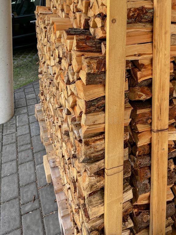 Use of Old Wooden Pallets for Stacking Firewood Stock Photo - Image of ...
