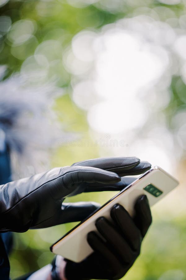Use the Phone with Gloves on Touchscreen Stock Image - Image of closeup ...