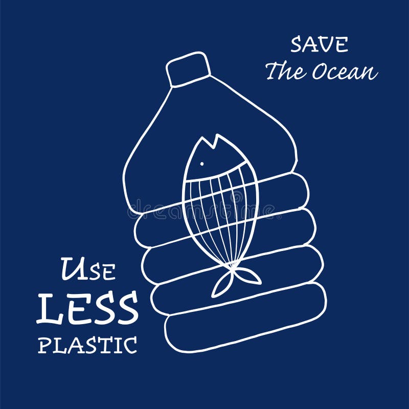 Use less Plastic, Concept Art. Fish in the Bottle Stock Vector ...