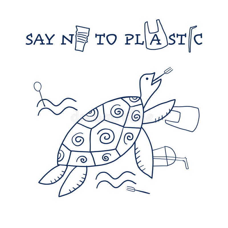 Use less Plastic Concept Illustration. Octopus with Plastic Trash Stock ...