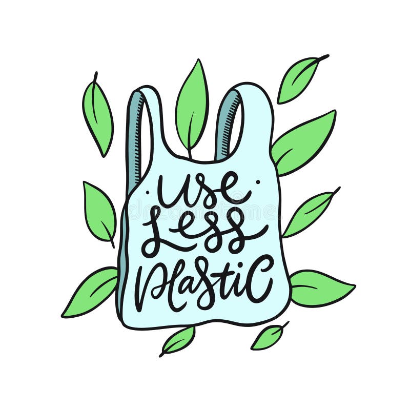 No Plastic. Hand Drawn Modern Typography Phrase Stock Vector ...