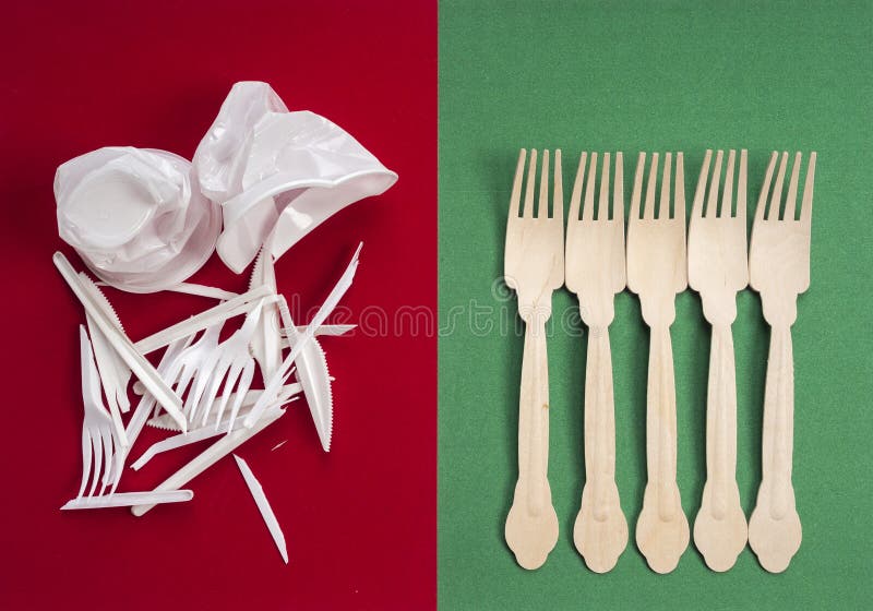 The Use of Plastic Utensils is Unecological Stock Image - Image of ...