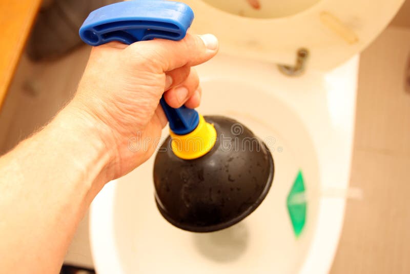 Use of the Plunger for a Toilet Bowl Stock Photo - Image of garbage ...
