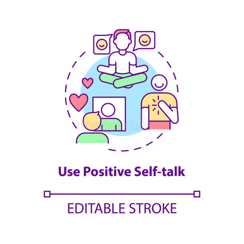 Use Positive Self Talk Concept Icon Stock Vector - Illustration of mind ...