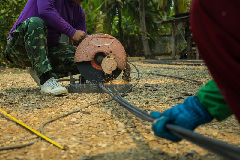 The Use of Rebar Cutters for Construction Work. Stock Image - Image of ...